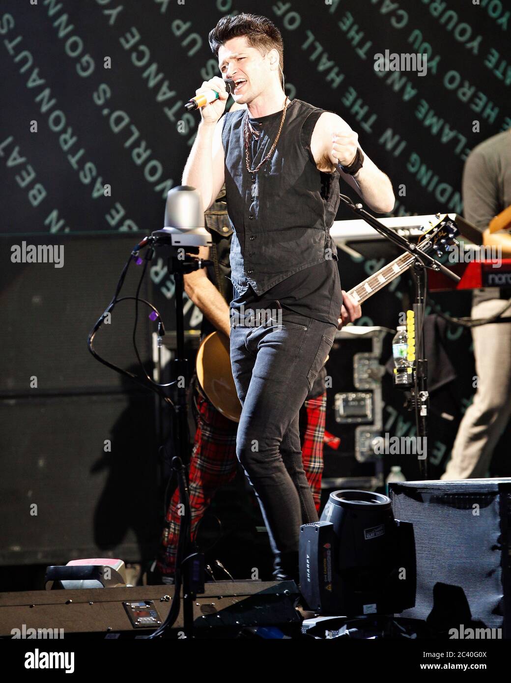 Danny O'Donoghue, lead vocalist of The Script, performs with the rest ...