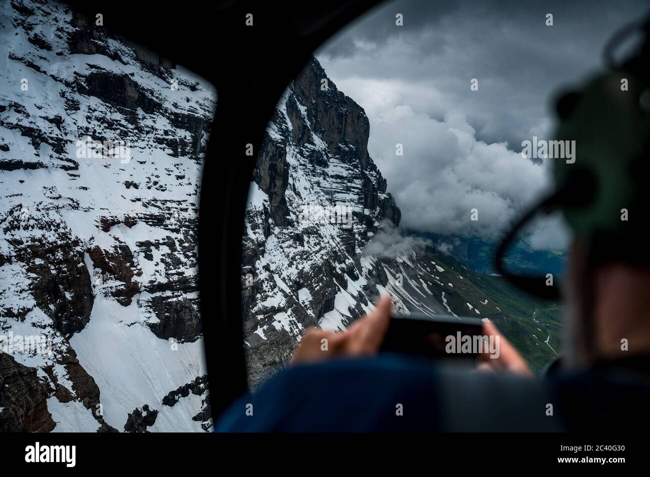 famous Eiger North face seen from the helicopter, Grindelwald Stock ...