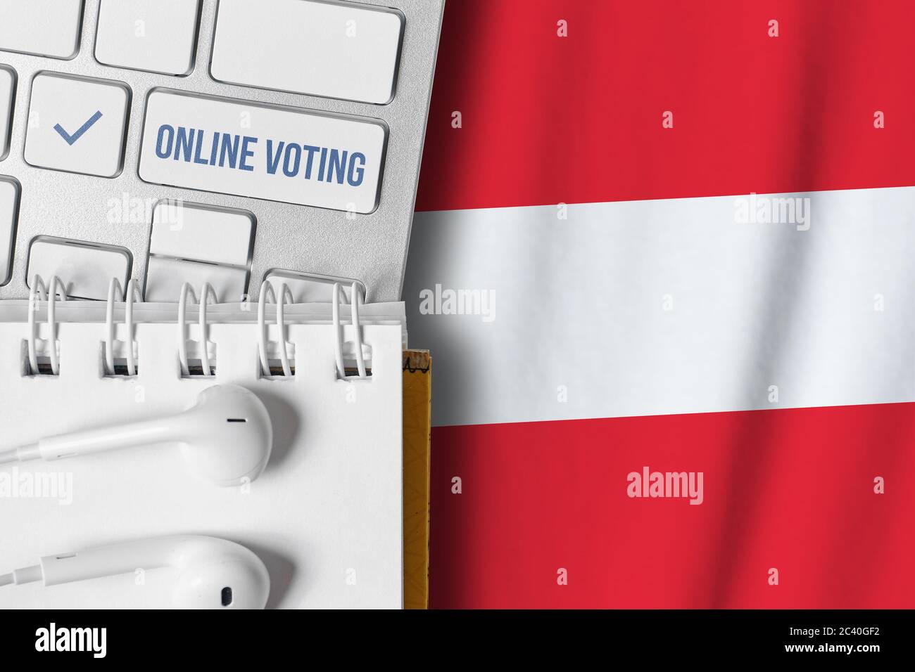 Online voting concept in Republic of Austria. Keyboard near country ...