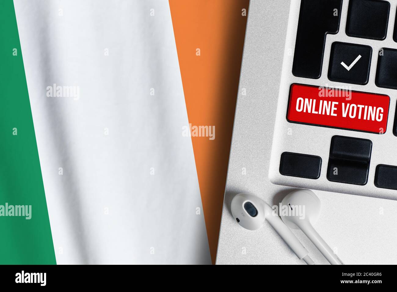 Online voting concept in Ireland. Keyboard near country flag Stock ...