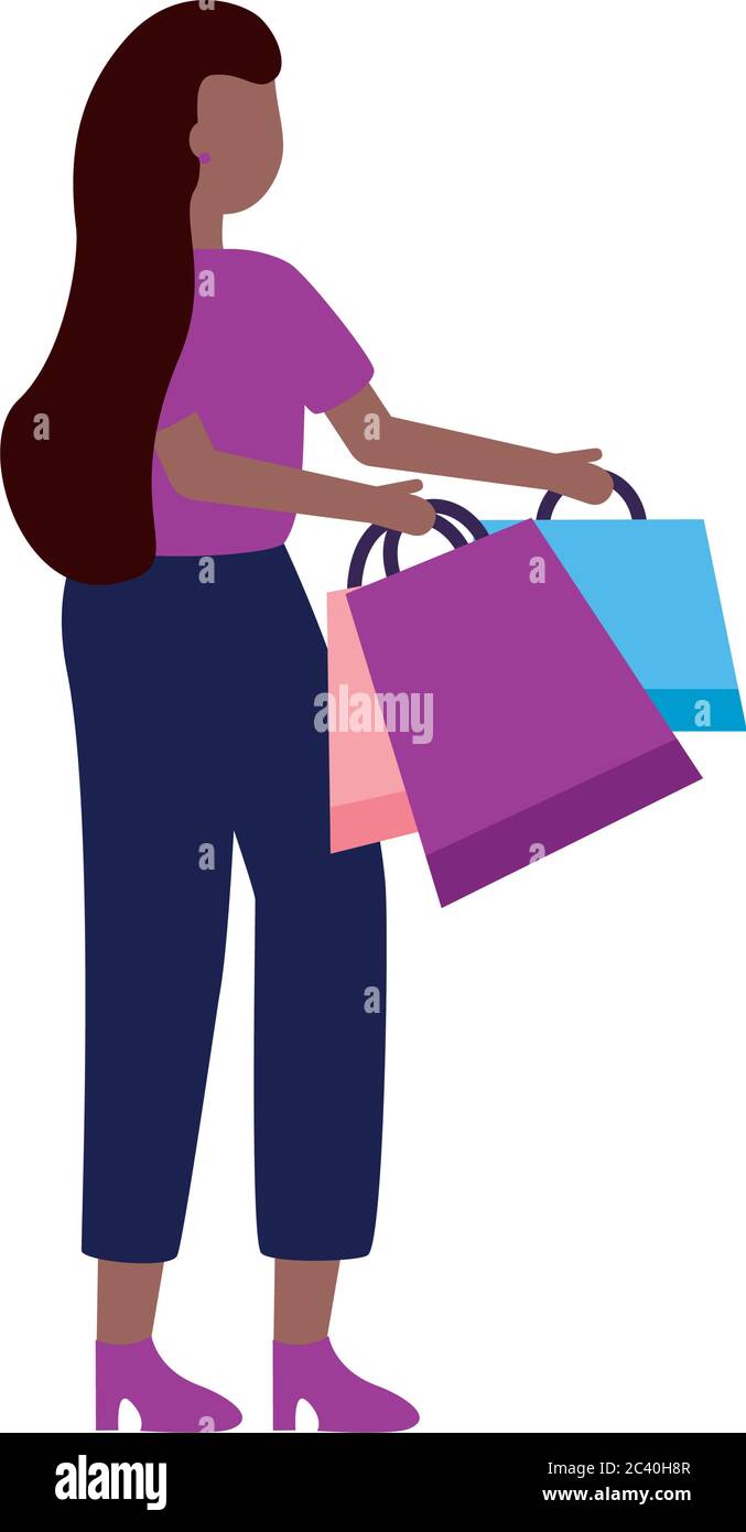 woman avatar with bags design of Shopping commerce and market theme ...