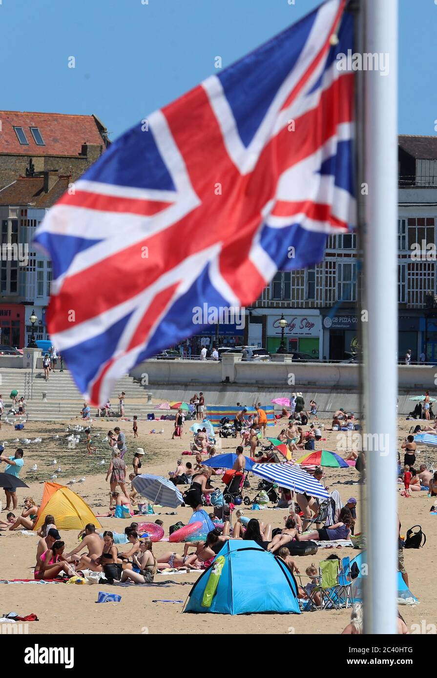 A busy beach in Margate, Kent, as Britain is braced for a June heatwave ... A busy beach in Margate, Kent, as Britain is braced for a June heatwave ...