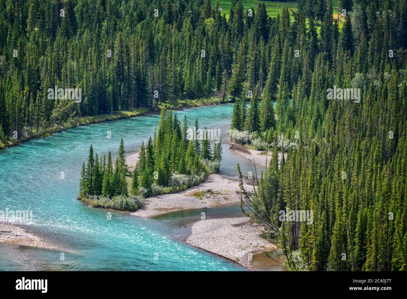Aerial view of Bow river, Banff National Park, Alberta, Canada Stock ...