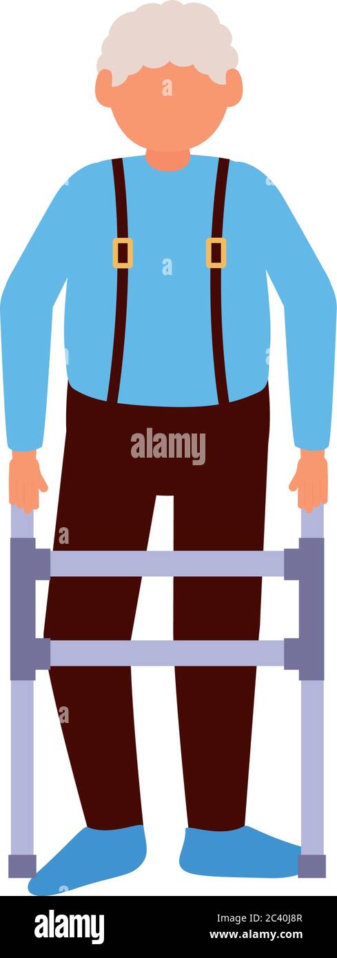 Grandfather with walker design, Old man male person father grandparents ...