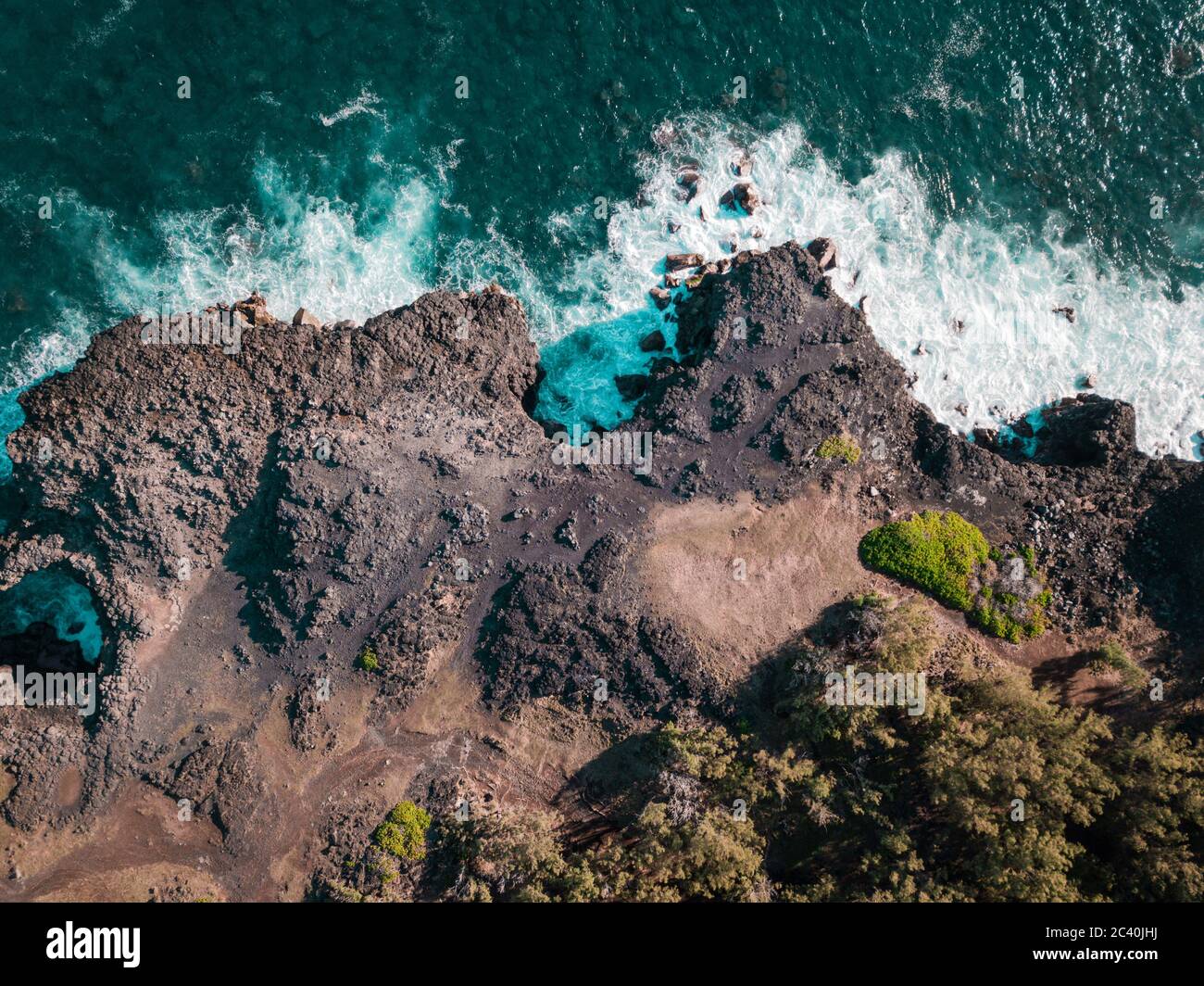 Aerial view of Pont Naturel Mauritius. Natural stone bridge, atraction ...