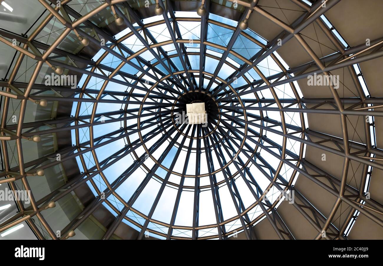 JEJU ISLAND, SOUTH KOREA - APRIL 5, 2017: Glass ceiling structure of ...