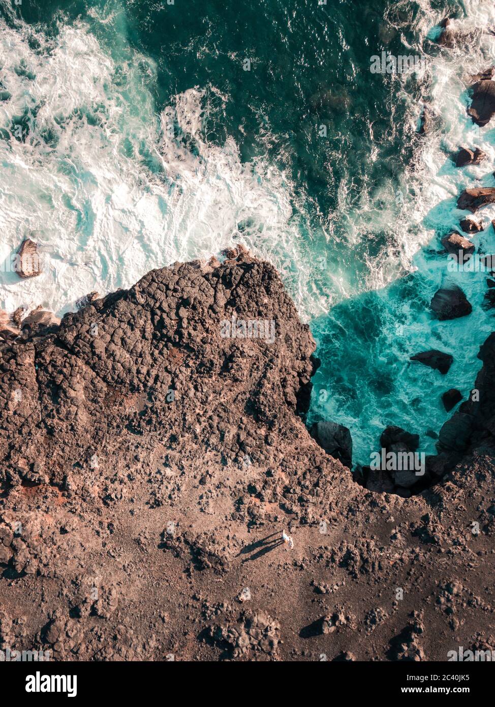 Aerial view of Pont Naturel Mauritius. Natural stone bridge, atraction ...