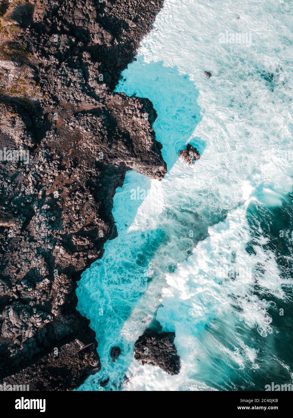 Aerial view of Pont Naturel Mauritius. Natural stone bridge, atraction ...