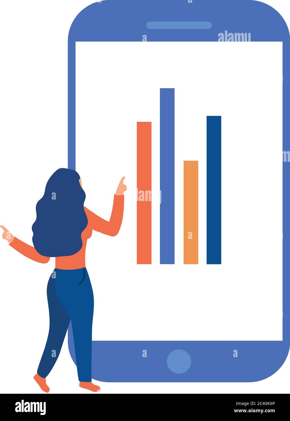 Woman avatar with infographic on smartphone design, Data information ...