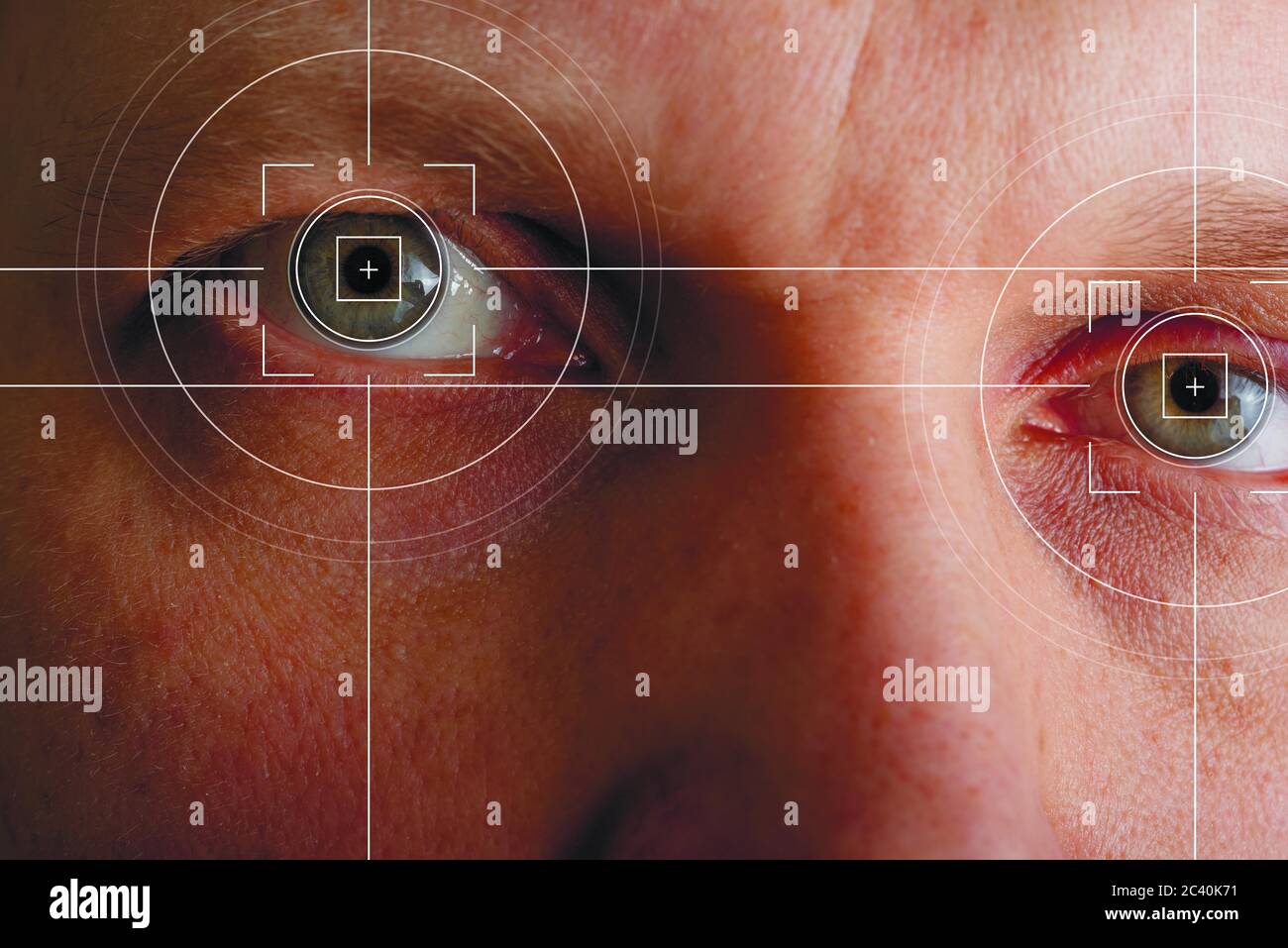 Eye monitoring virtual reality health. Male eyes close-up Stock Photo ...