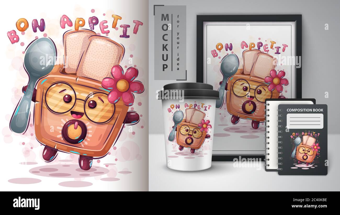 Toaster with spoon poster and merchandising Stock Vector Image & Art ...