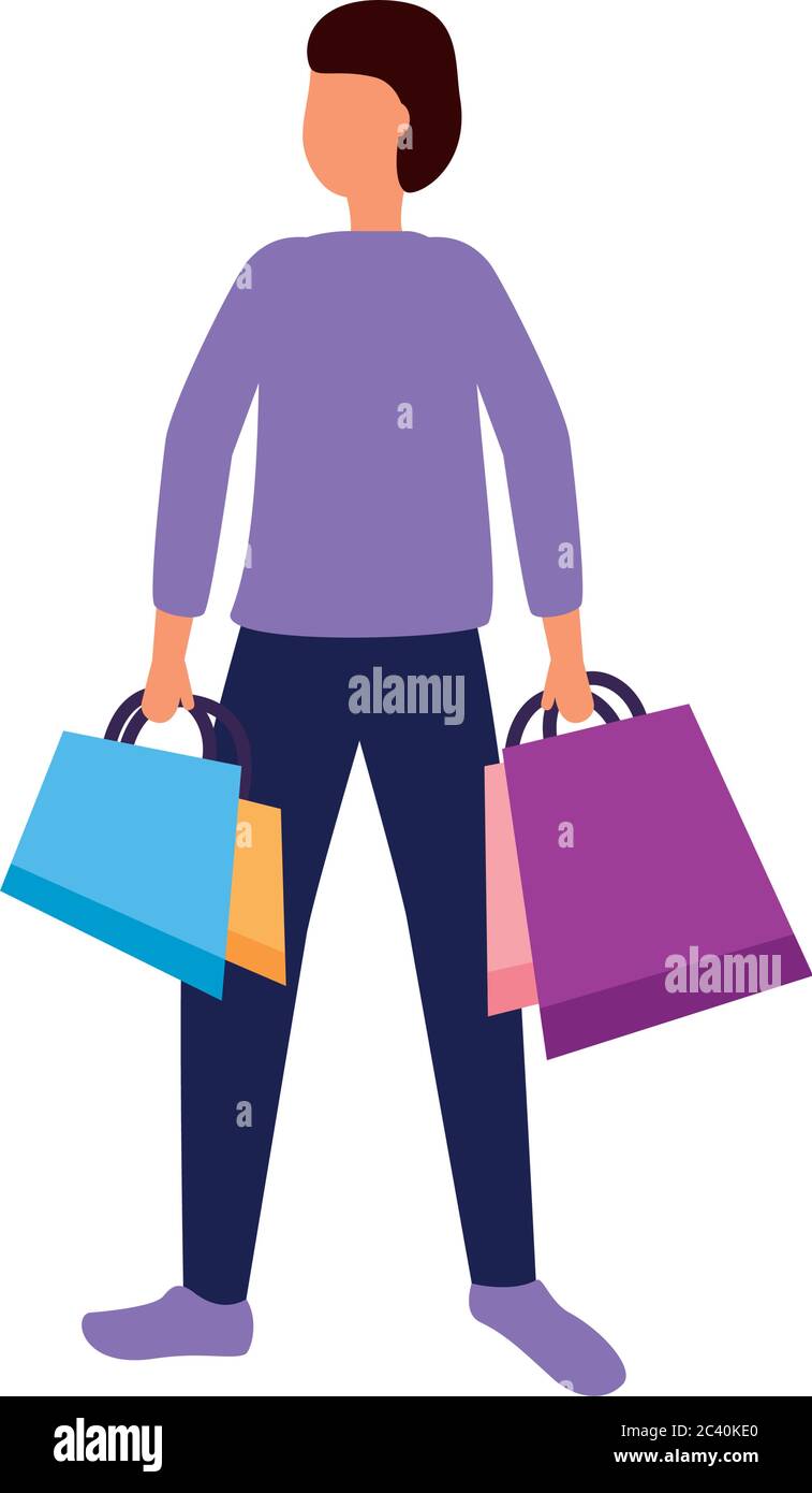 man avatar with bags design of Shopping commerce and market theme ...