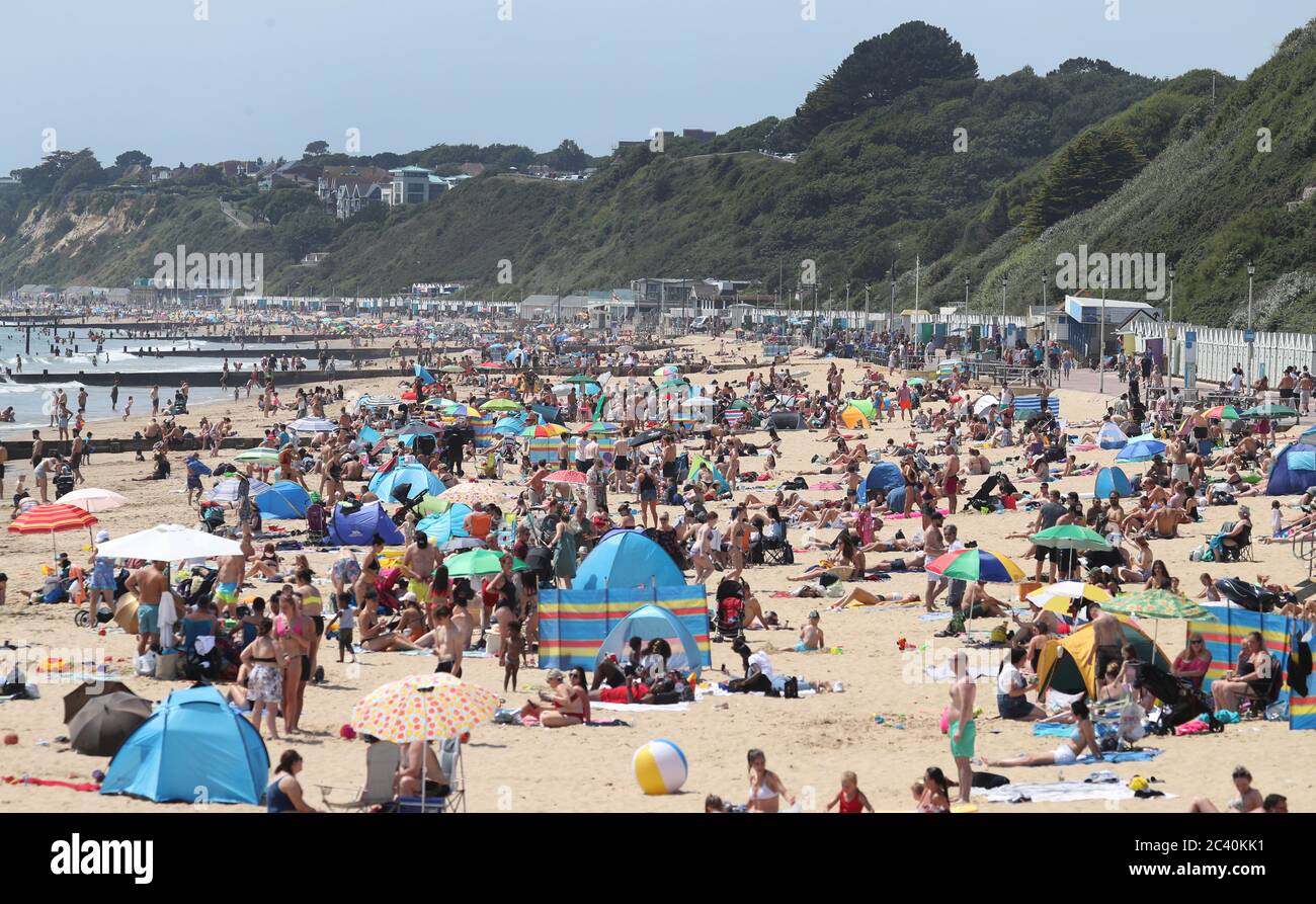 People visit the beach in Bournemouth as Britain is braced for a June ...