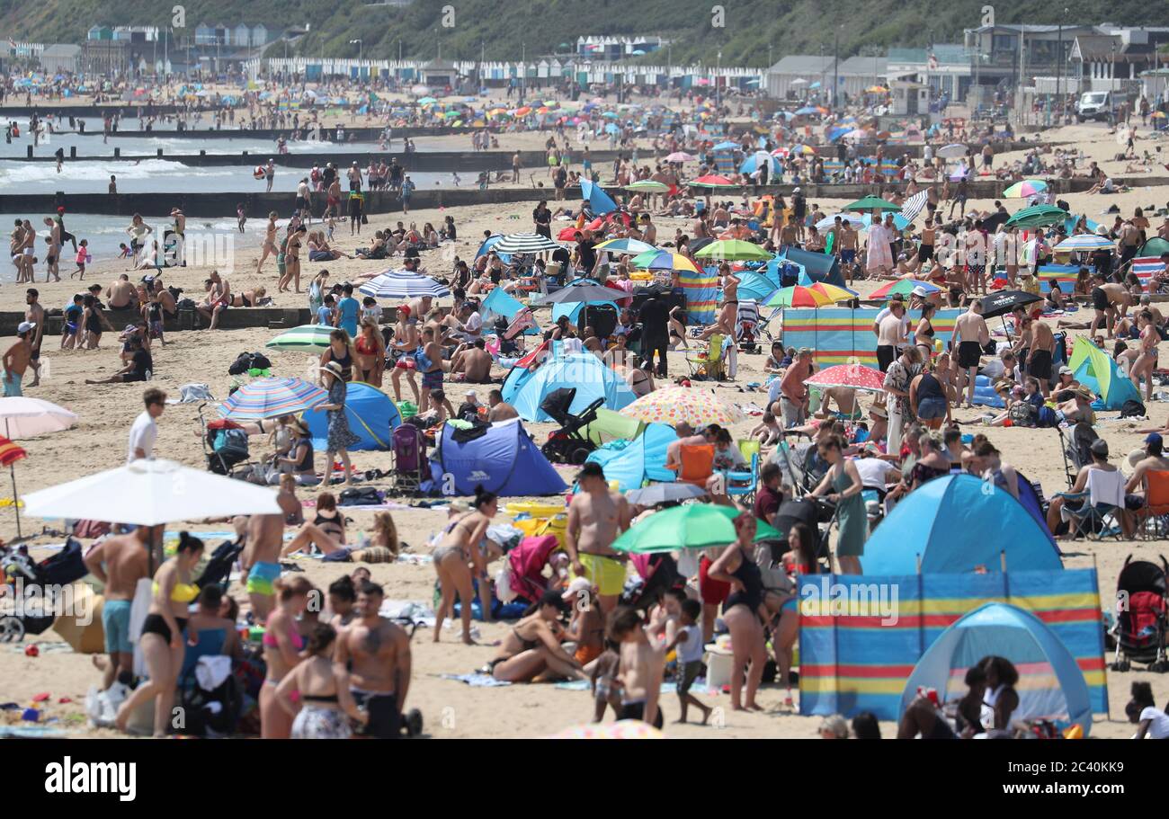 People visit the beach in Bournemouth as Britain is braced for a June ...