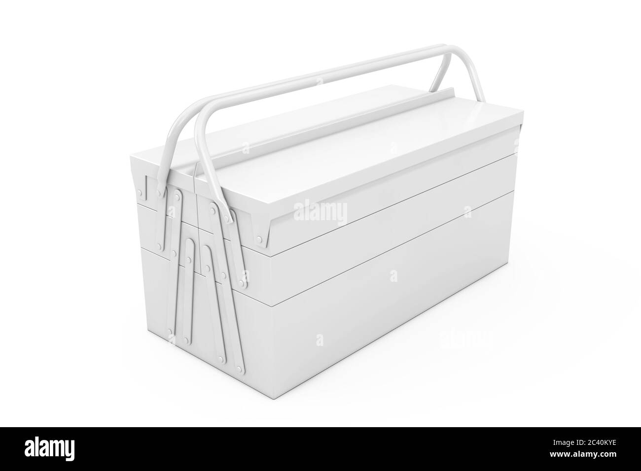 White Metal Classic Toolbox in Clay Style on a white background. 3d ...