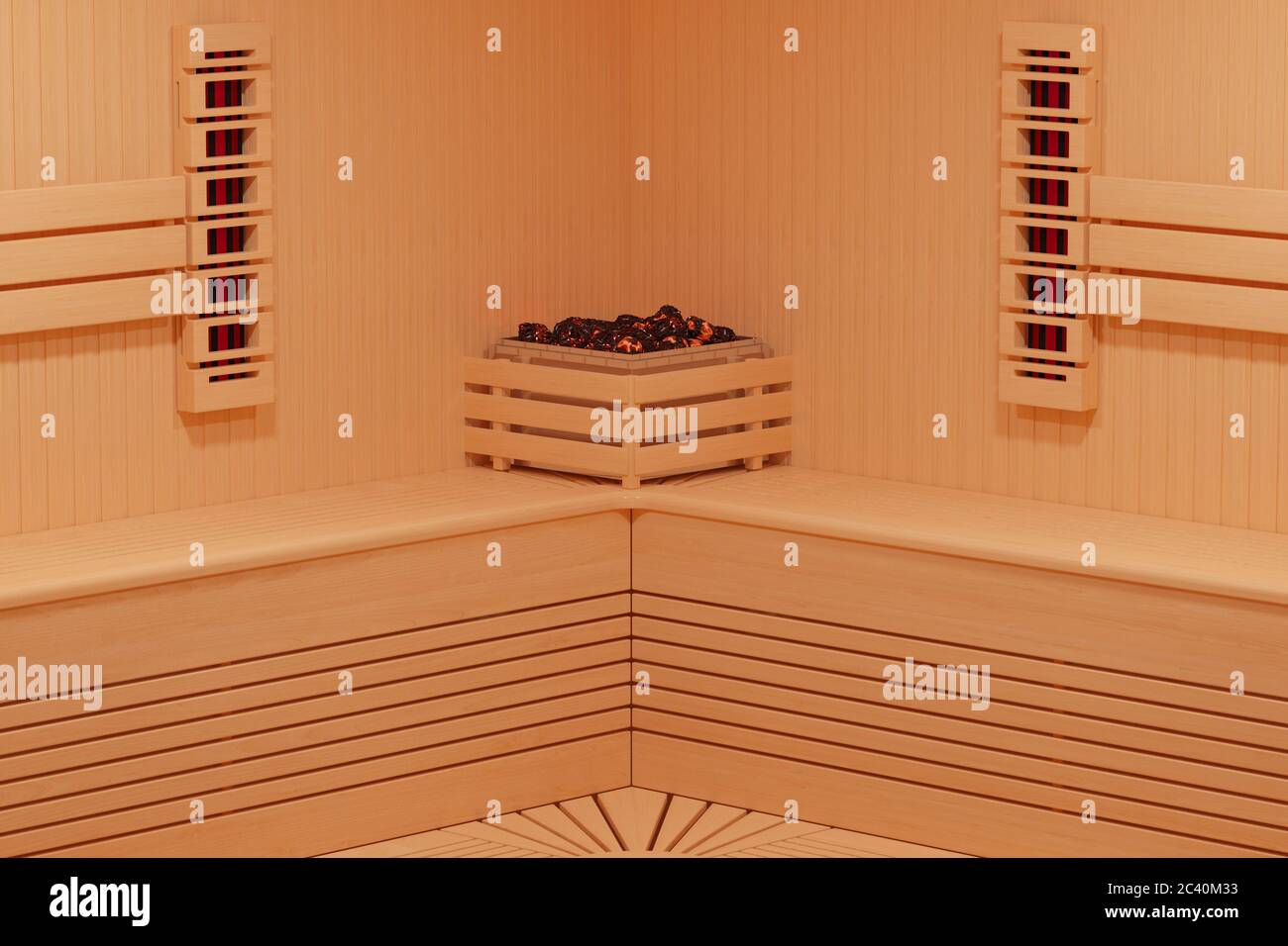 Classic Wooden Infrarered Finnish Sauna Cabin in Bathroom Interior ...