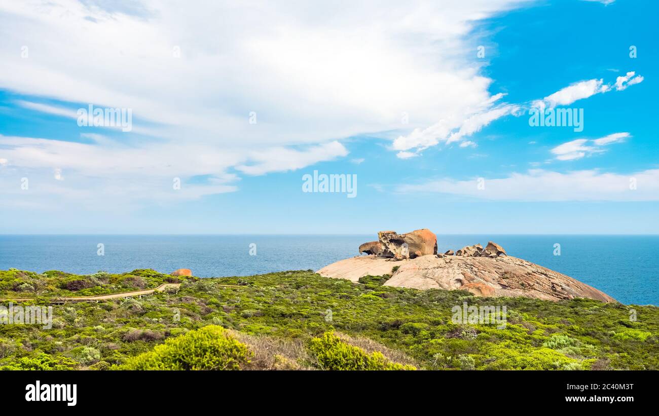 Remarkable Rocks viewed from the lookout on a day, Flinders Chase ...