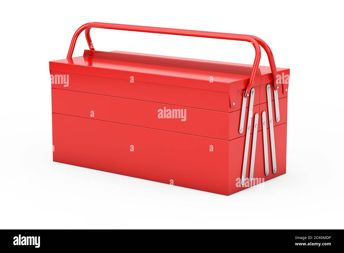 Red Metal Classic Toolbox on a white background. 3d Rendering Stock ...