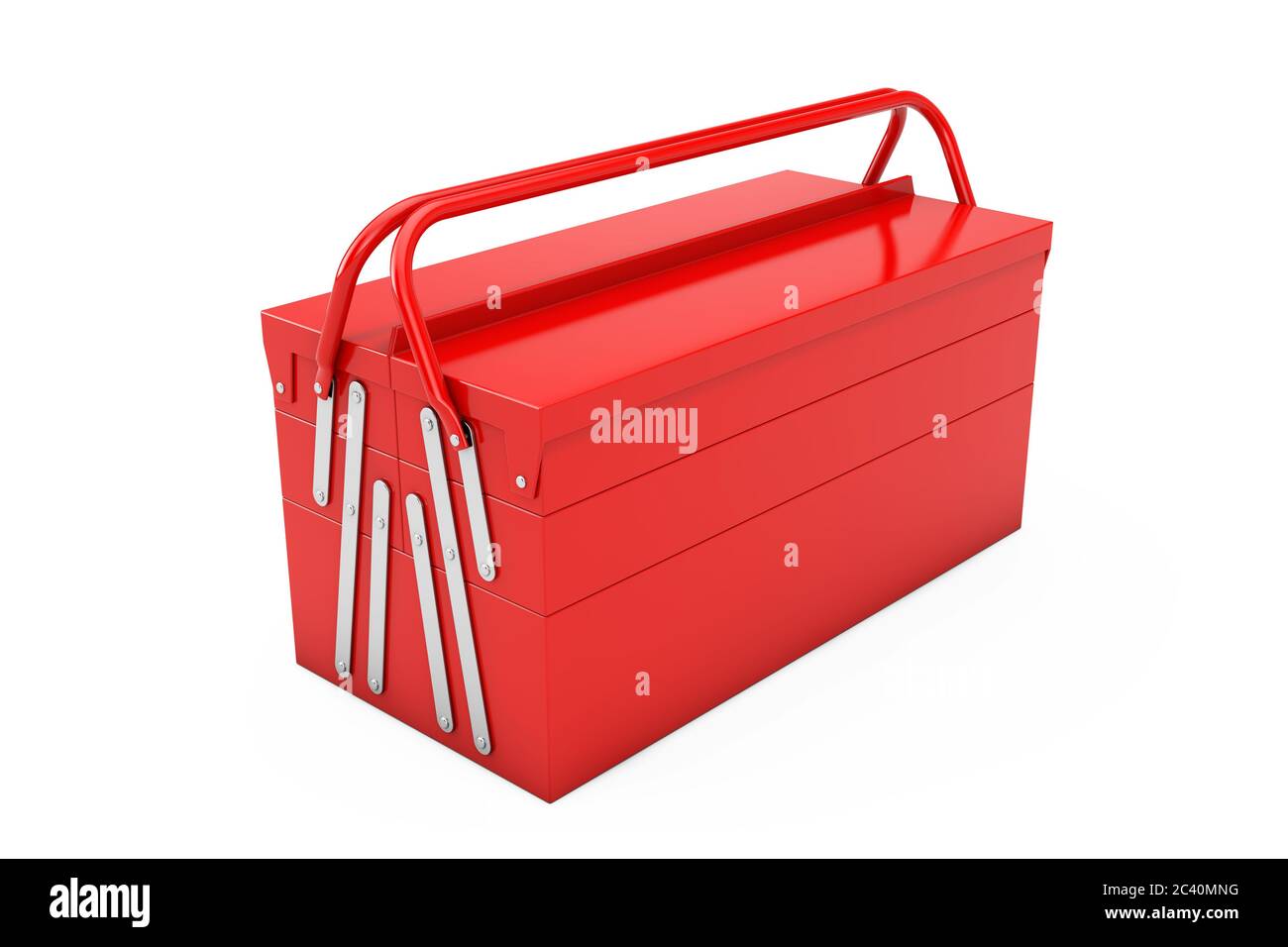 Red Metal Classic Toolbox on a white background. 3d Rendering Stock ...