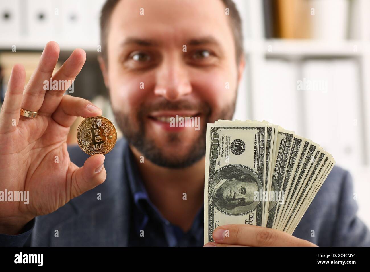 Cheerful satisfied business man banker hi-res stock photography and ...