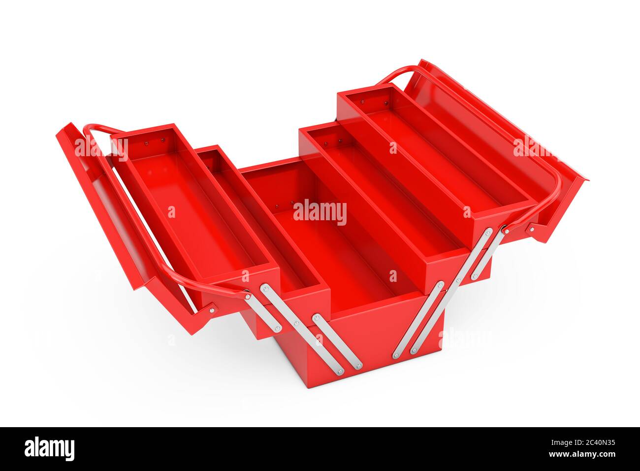 Red Metal Classic Toolbox on a white background. 3d Rendering Stock ...