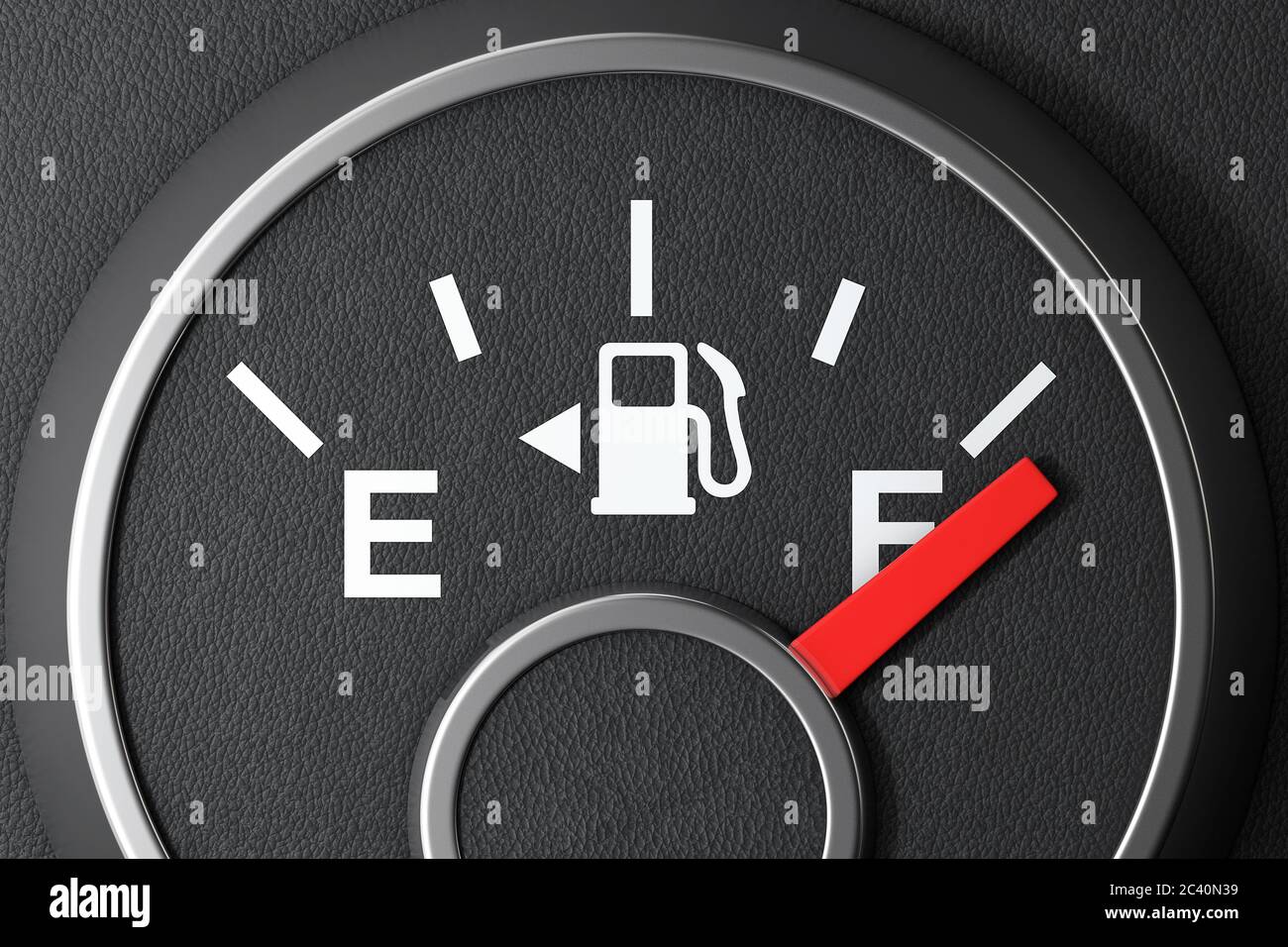 Fuel Dashboard Gauge Showing a Full Tank on a black background. 3d ...