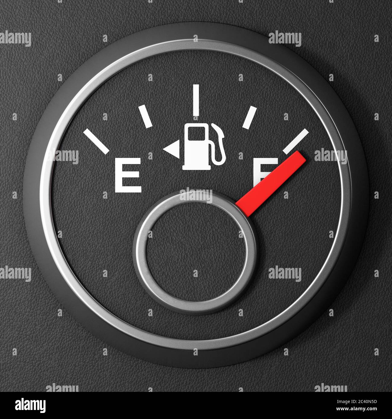 Fuel Dashboard Gauge Showing a Full Tank on a black background. 3d ...