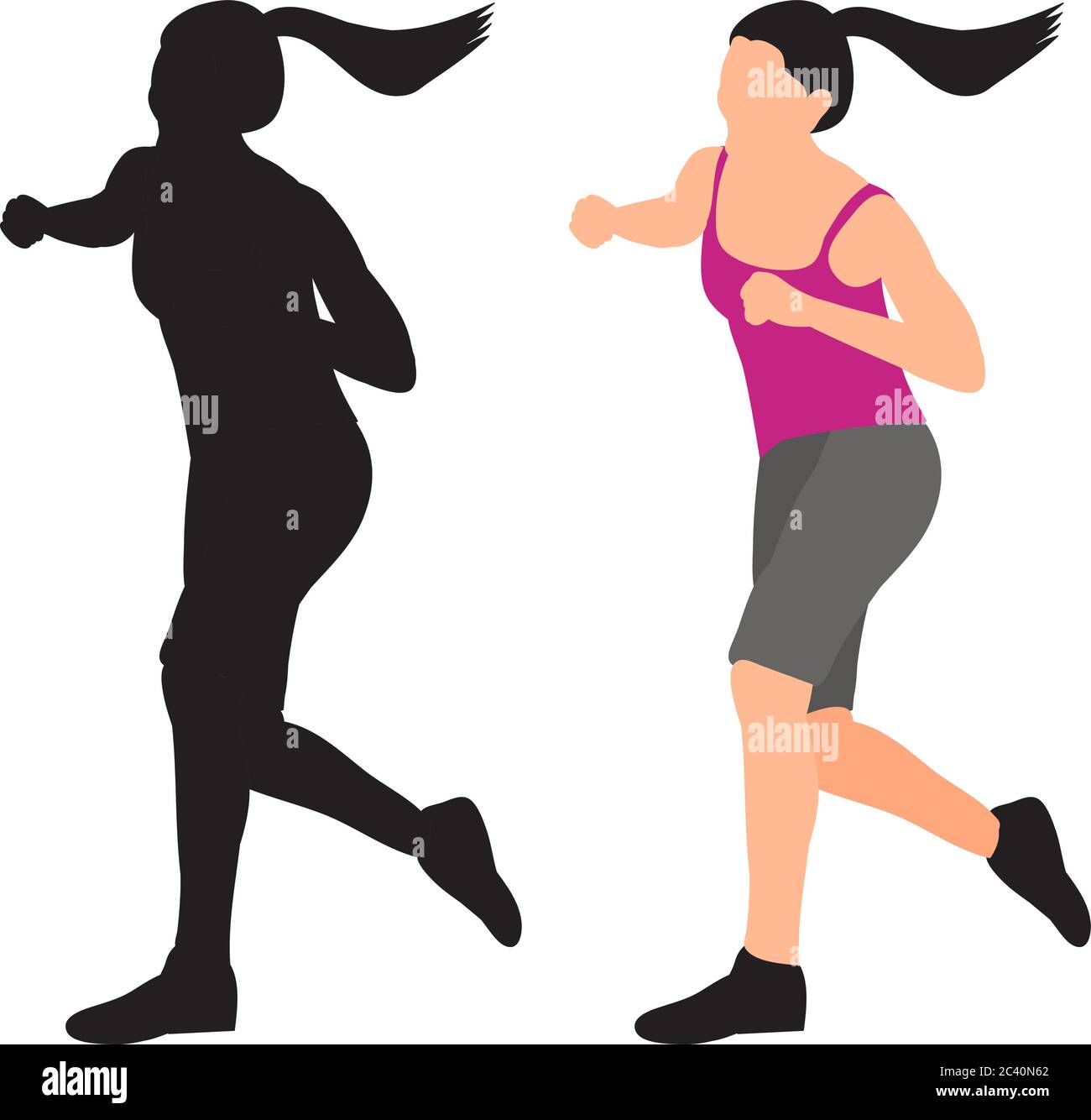 Vector, on a white background, a girl in a flat style, without a face ...