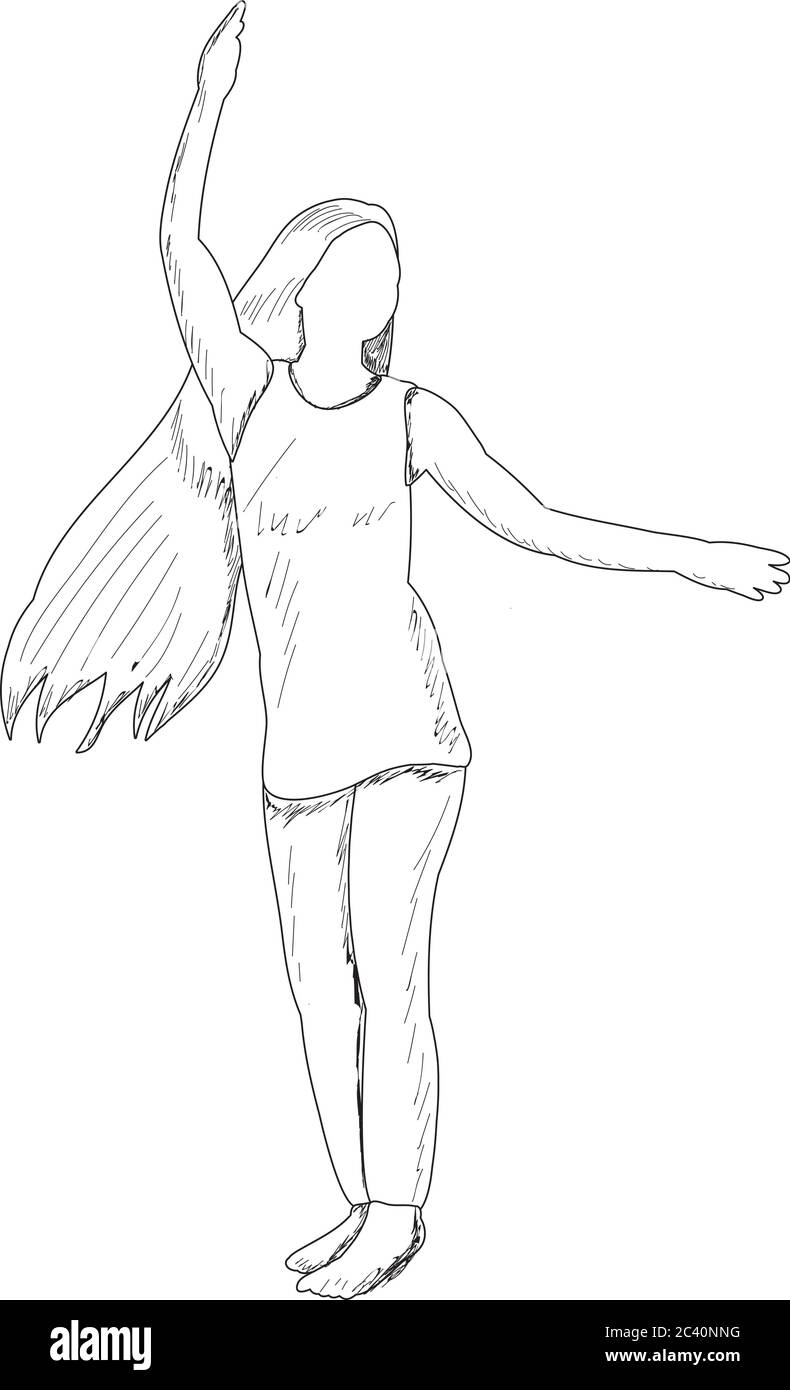 Girl Reaching Up Drawing