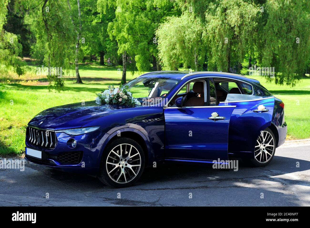 auto, beauty, blue, car, celebration, ceremony, decor, decorated ...