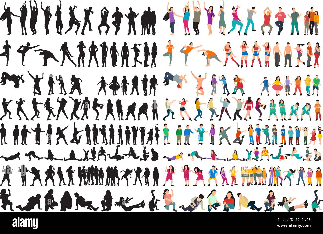vector, on a white background, people dance, set, flat style without a ...