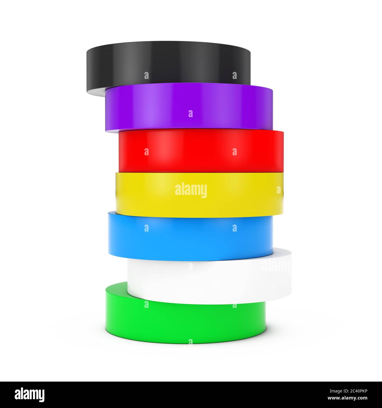 Stack of Different Colored Adhesive Insulating Tapes on a white ...