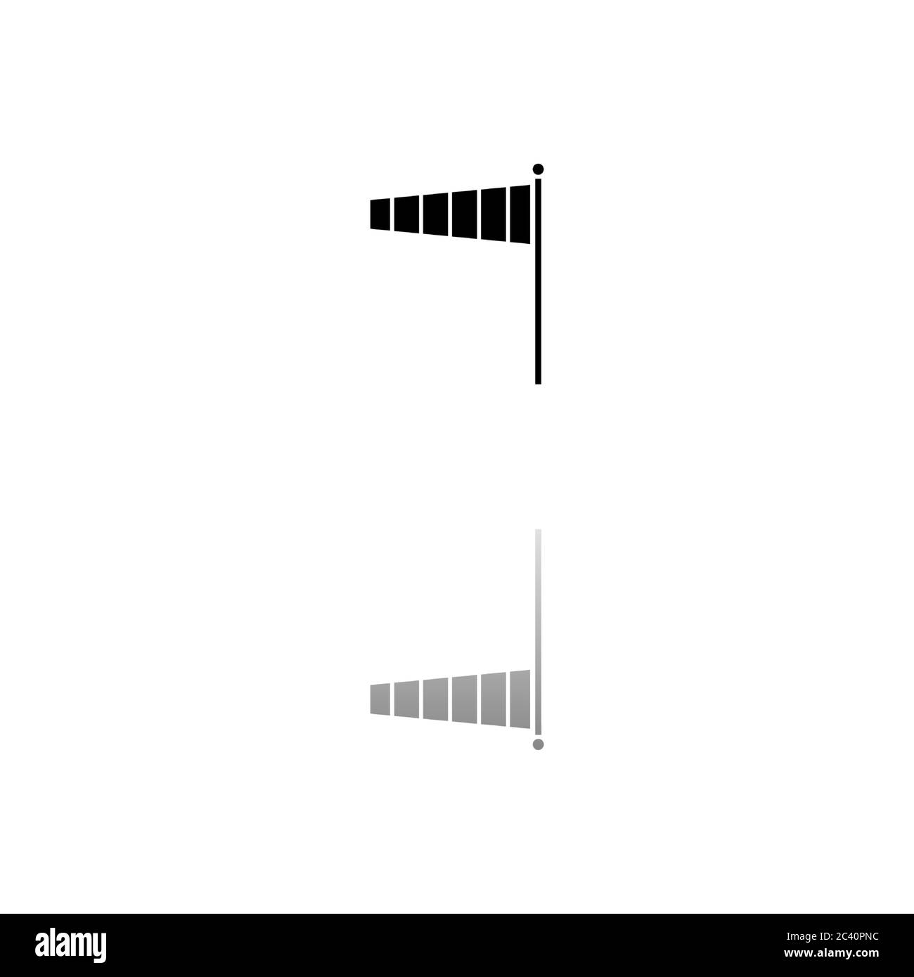 Wind sock. Black symbol on white background. Simple illustration. Flat ...