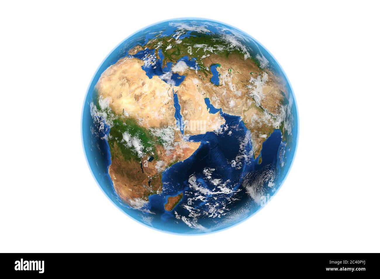 View of Planete Earth World Globe from Space on a white background ...