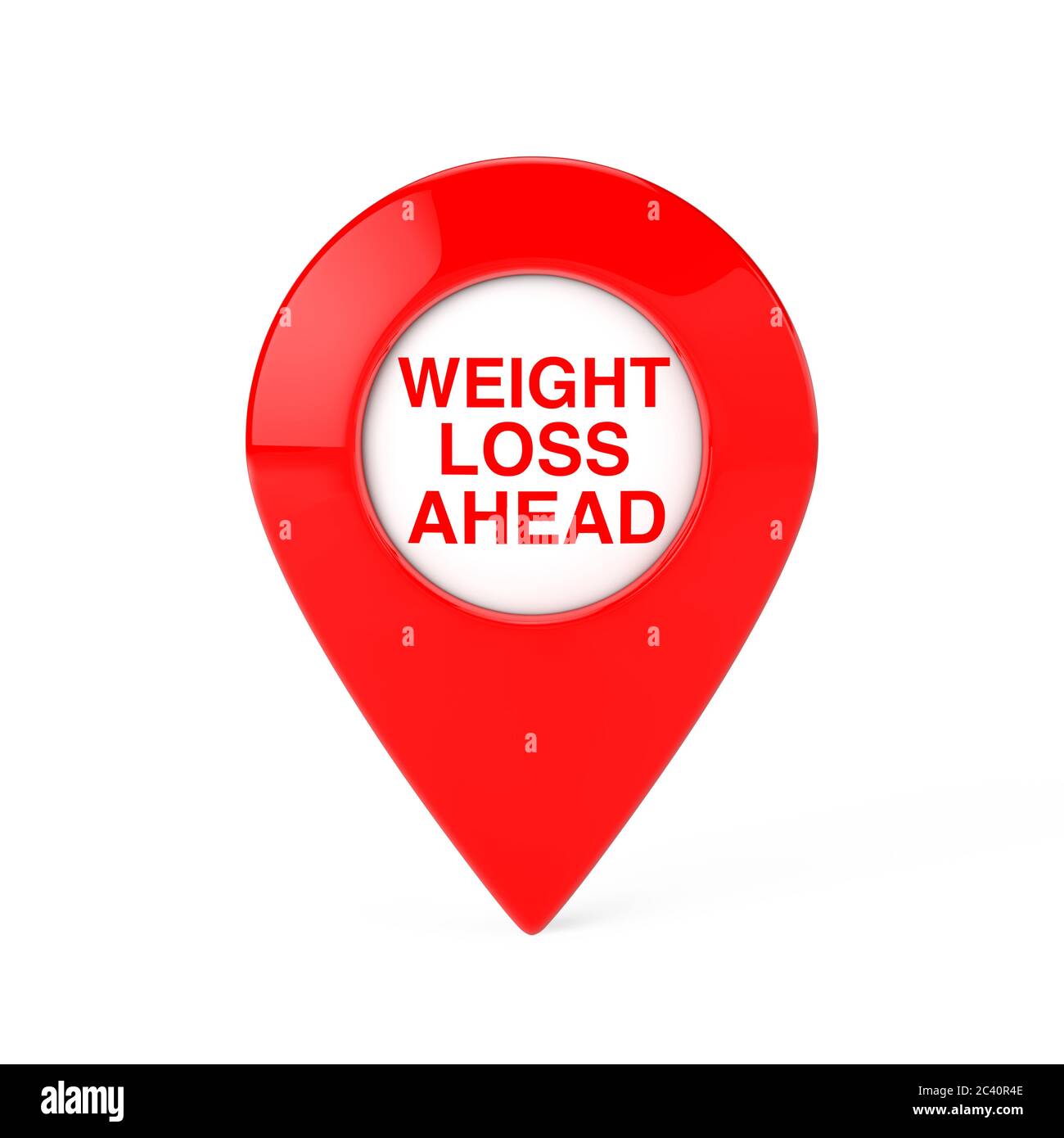 Weight Loss Ahead Red Map Pointer Pin on a white background. 3d ...