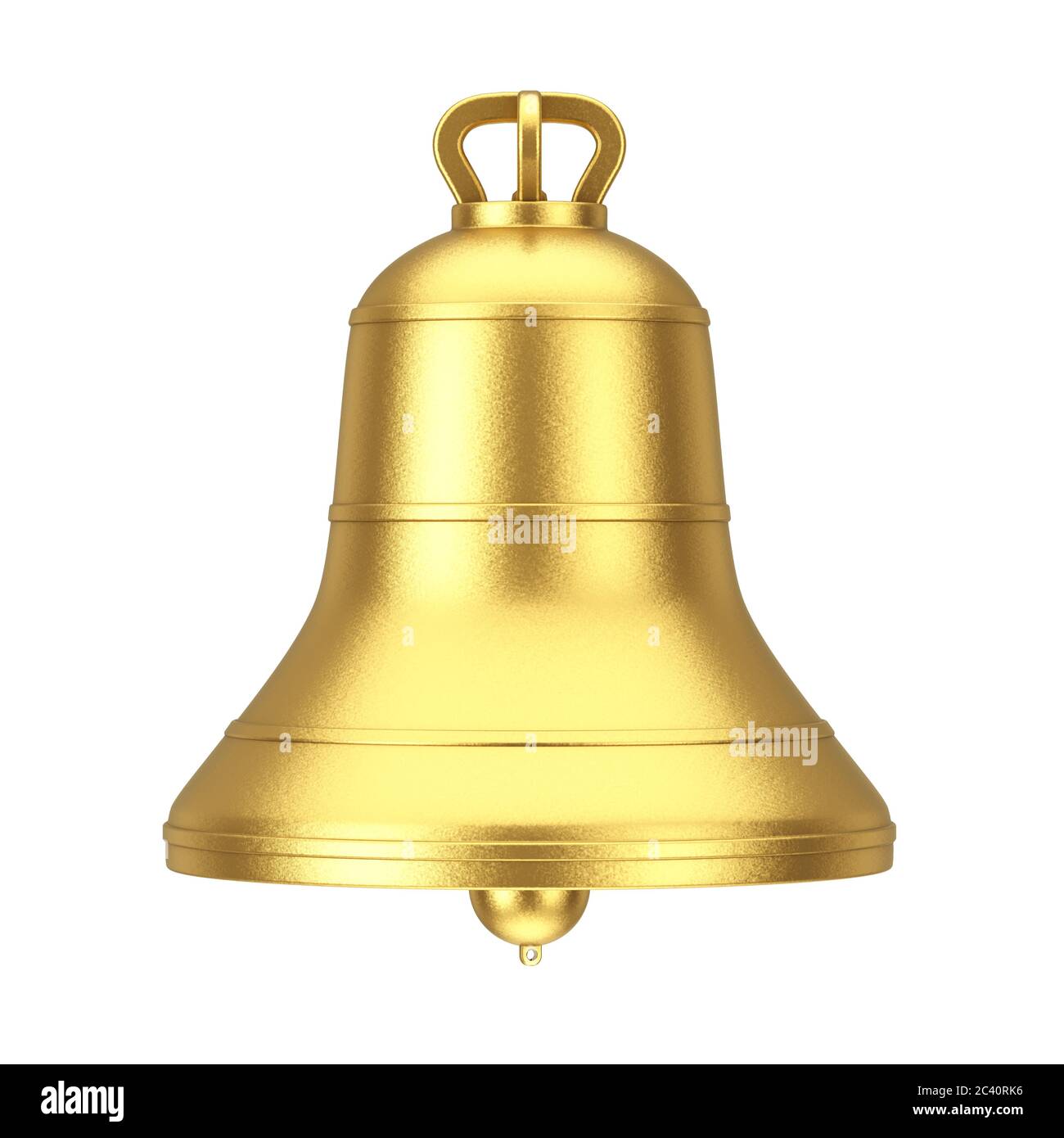 Ancient Monastery Golden Big Bell on a white background. 3d Rendering ...