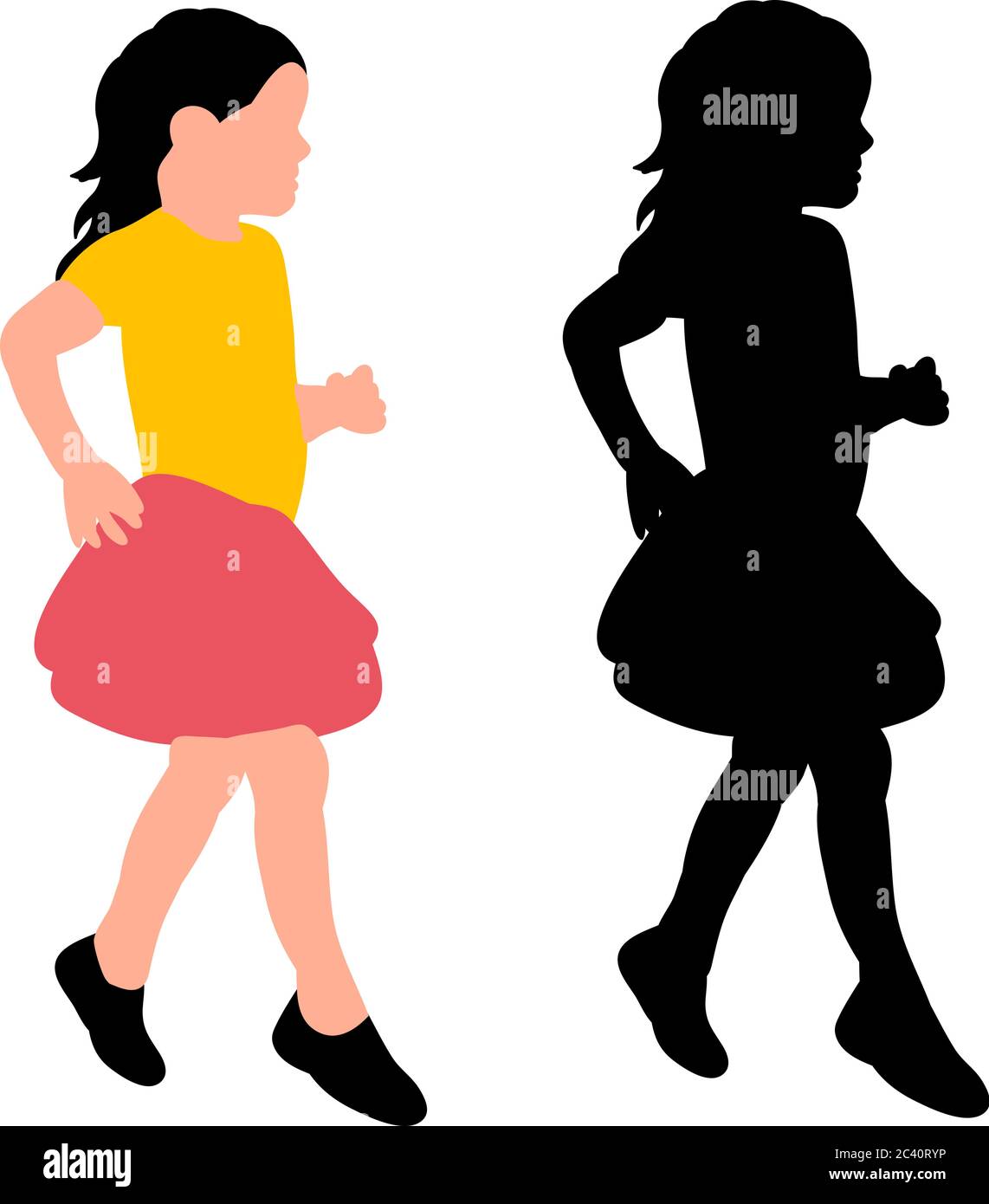 white background, faceless child, girl and silhouette of a child Stock ...