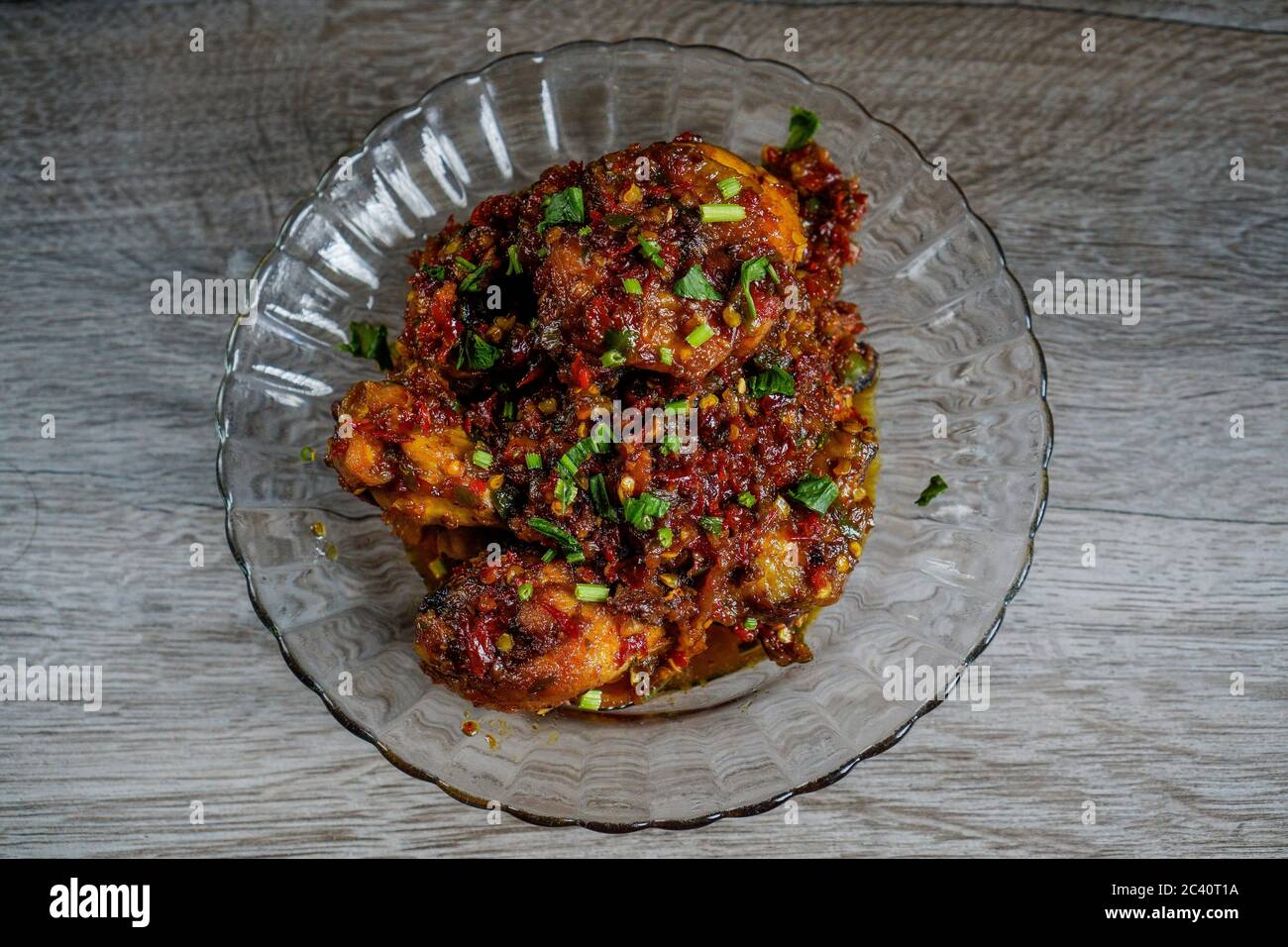 Succulent chicken meat with spicy and fragrant Balado sauce. Balado ...