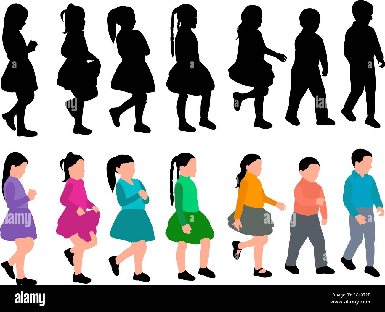 white background, faceless child, and silhouette of a child, set Stock ...