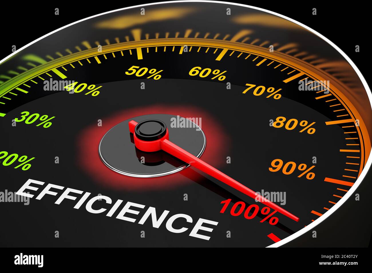 Speedometer as Efficience Level Meter extreme closeup. 3d Rendering ...