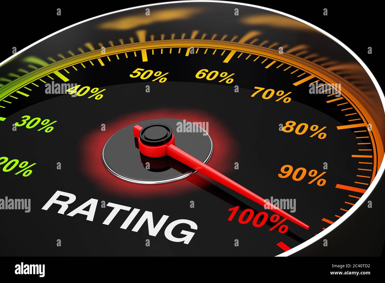 Speedometer as Rating Level Meter extreme closeup. 3d Rendering Stock ...