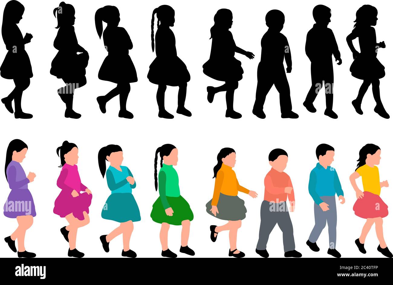 vector, on a white background, faceless child, and silhouette of a ...