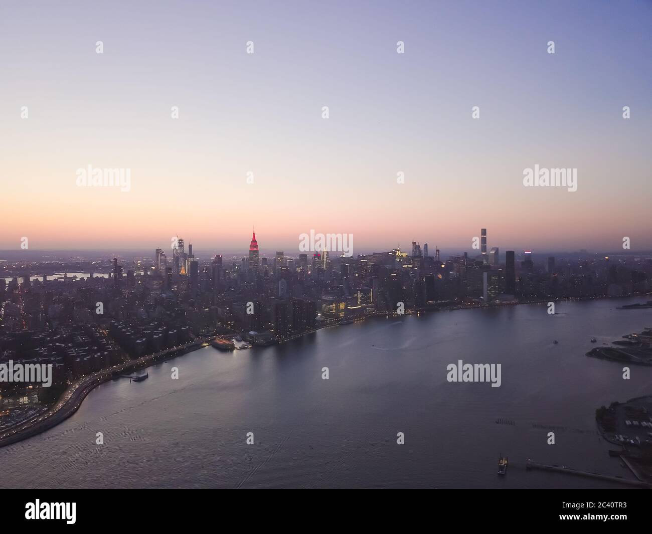 Manhattan dusk aerial hi-res stock photography and images - Alamy