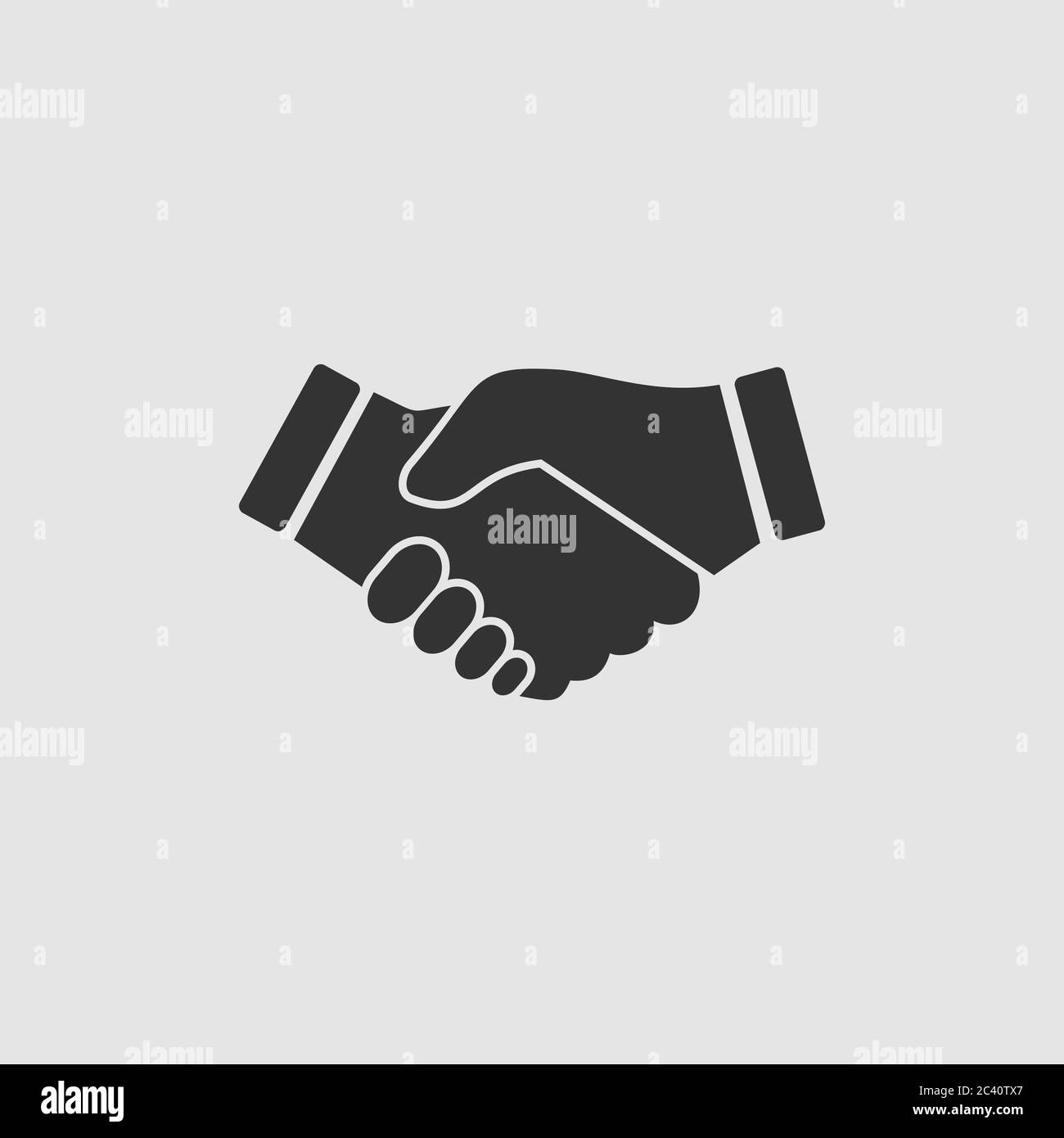 Business handshake, contract agreement icon flat. Black pictogram on ...