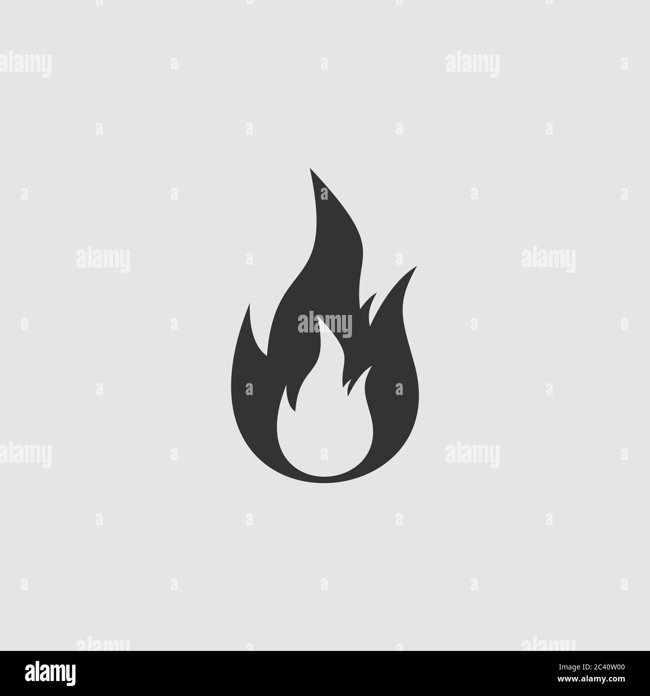 Flame gas fire icon flat. Black pictogram on grey background. Vector ...