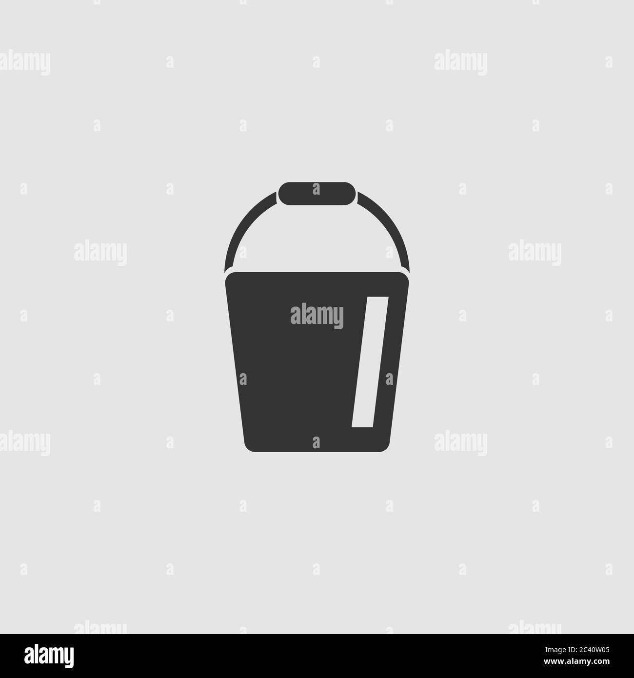 Bucket icon flat. Black pictogram on grey background. Vector ...
