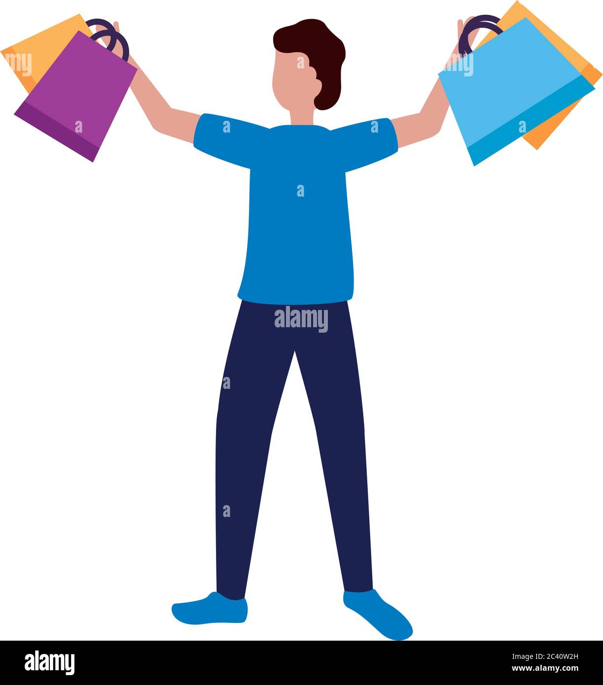 man avatar with bags design of Shopping commerce and market theme ...