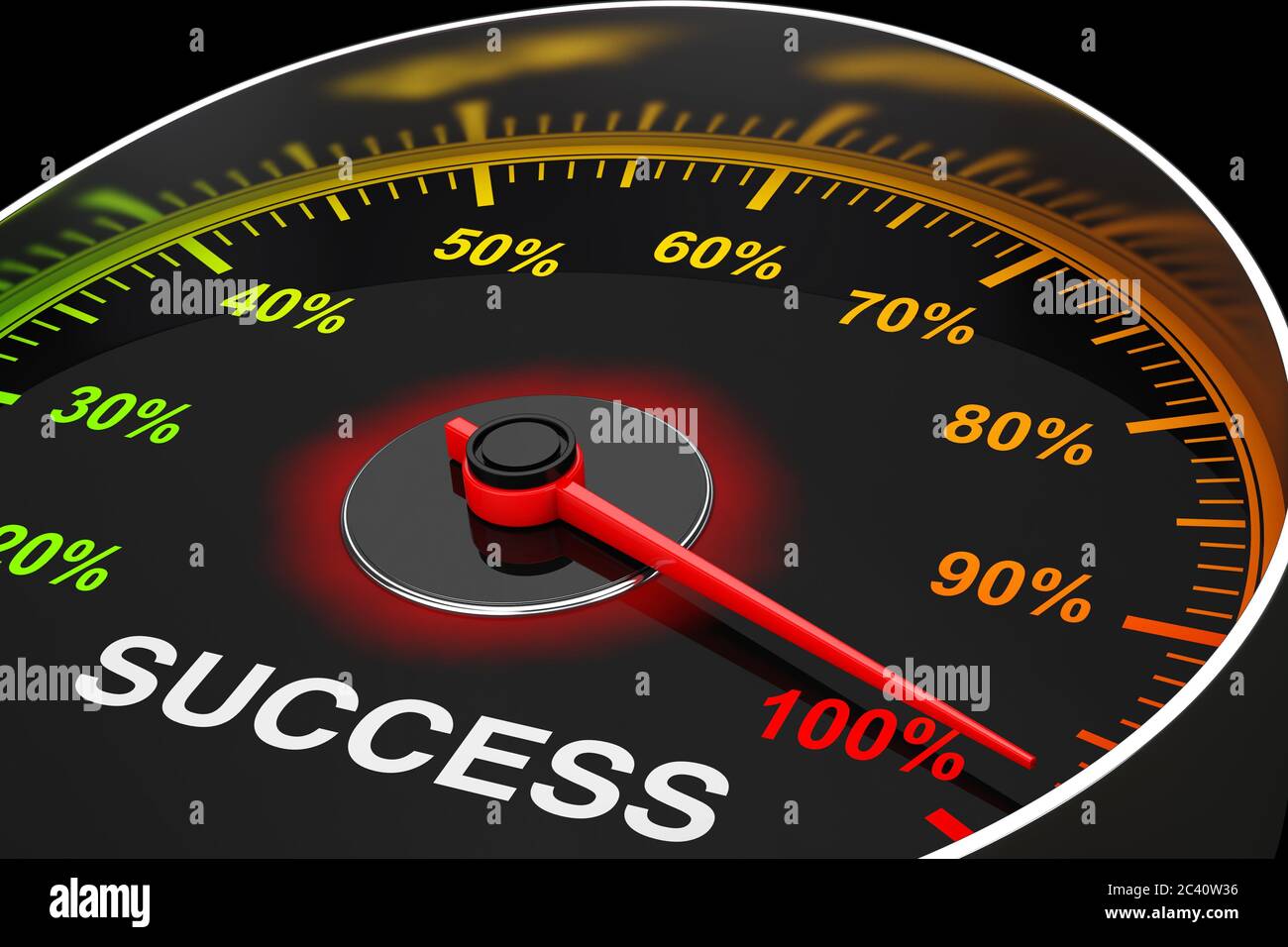 Speedometer as Success Level Meter extreme closeup. 3d Rendering Stock ...