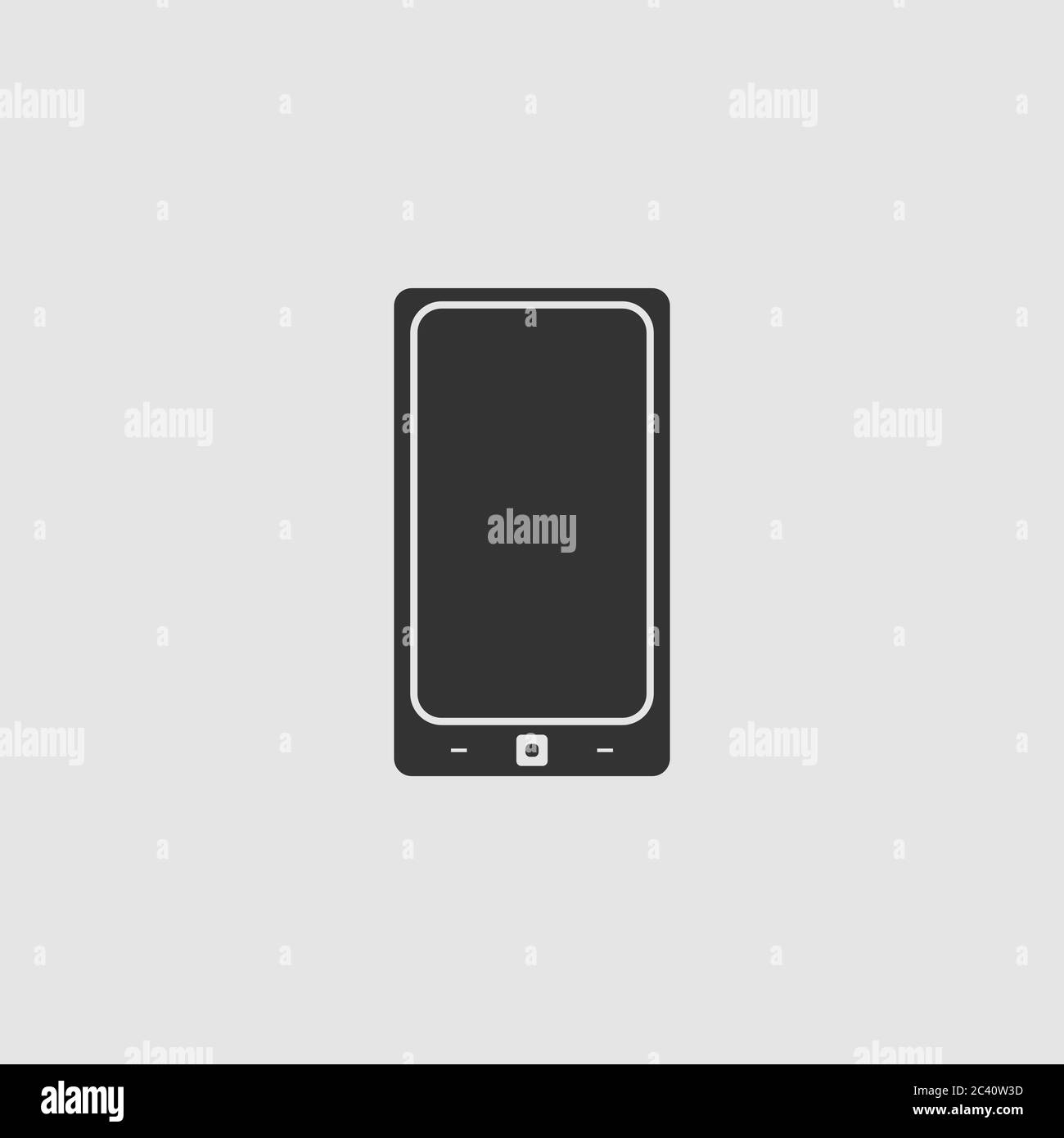 Smartphone icon flat. Black pictogram on grey background. Vector illustration symbol Stock ...
