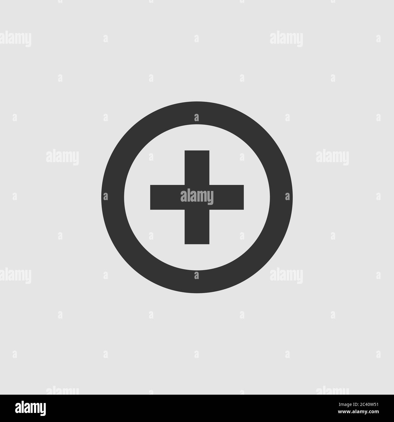 Medical cross icon flat. Black pictogram on grey background. Vector ...